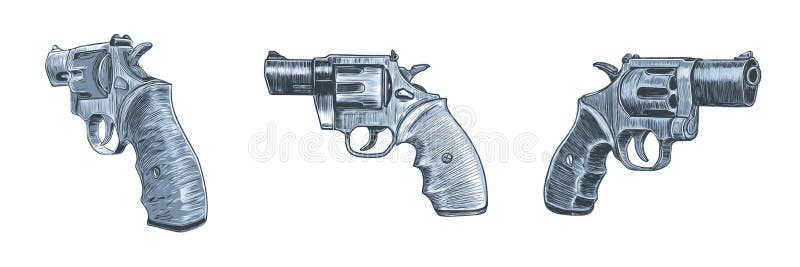 Three Different Angles of the Revolver Stock Vector - Illustration of ...