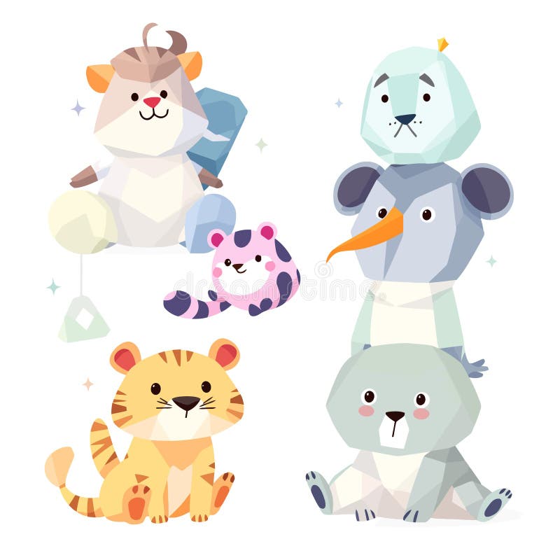 Three Different Animals with Different Shapes Stock Vector ...