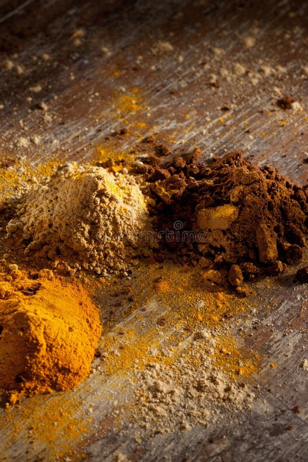 Three Different Asian Spices on a Brown Table Stock Photo - Image of ...