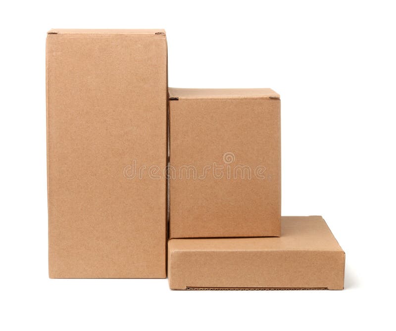 Three Different Blank Brown Cardboard Boxes Stock Photo - Image of ...