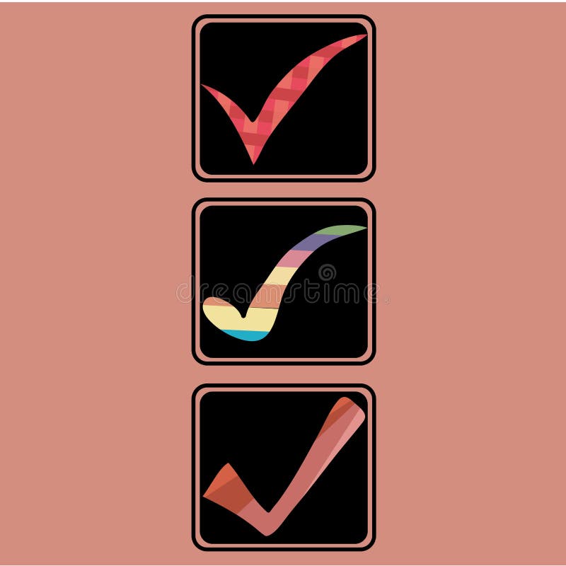 Three Different Check Symbols Stock Illustration - Illustration of ...