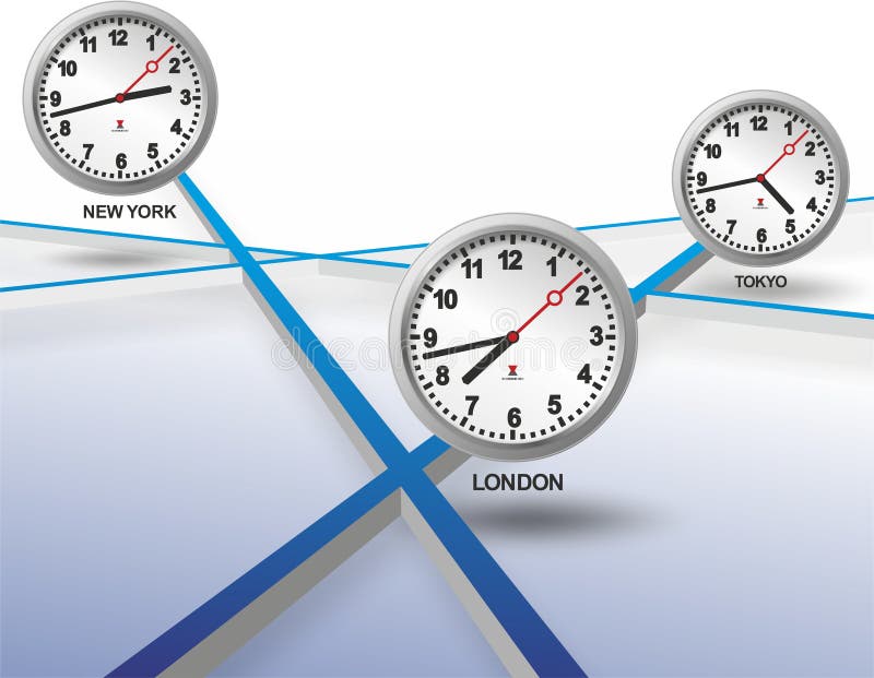 Clocks different times stock vector. Illustration of hour - 32295734