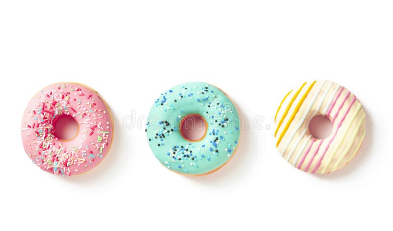 Three Different Color Donuts Top View Stock Illustration - Illustration ...