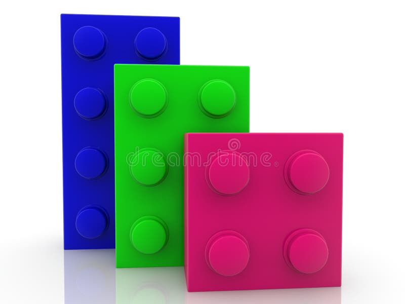 Three Different Color and Size Toy Bricks Stock Illustration ...