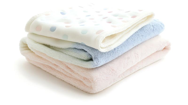 Three Different Colored Blankets Stacked on Top of Each Other Stock ...