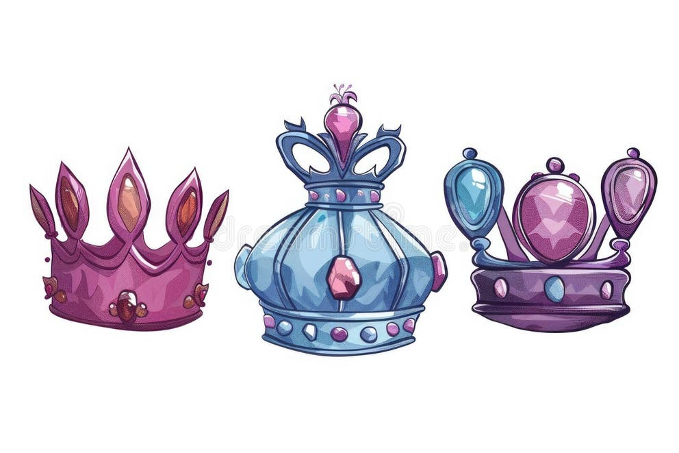 Three Different Colored Crowns for Various Uses Stock Image - Image of ...