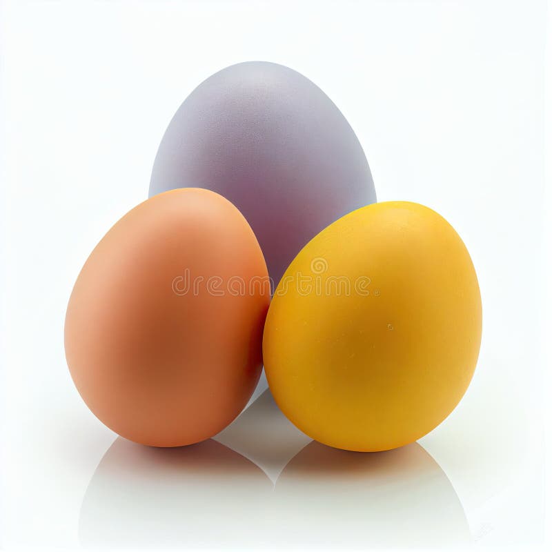 Three Different Colored Eggs on a White Background. Generative AI Stock ...