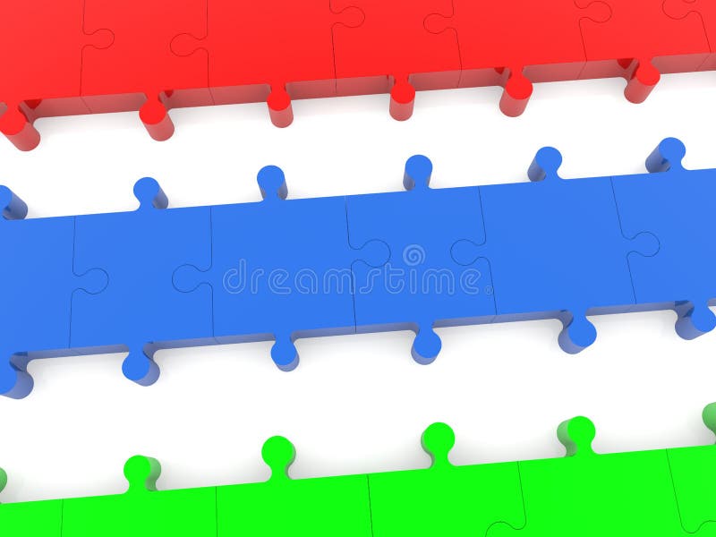 Three Different Colored Horizontal Puzzle Lines on White Stock ...