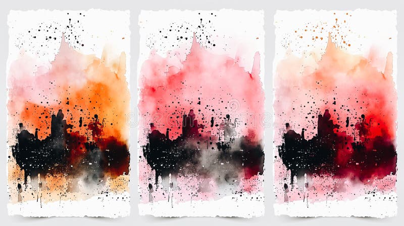 Three Different Colored Pages with a Splash of Color and Black and ...