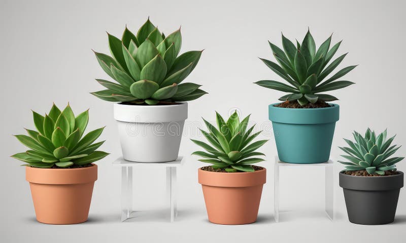 Three Different Colored Pots with Su Plants Stock Illustration ...