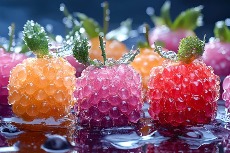 Three Different Colored Raspberries are Sitting on a Table Stock Image ...