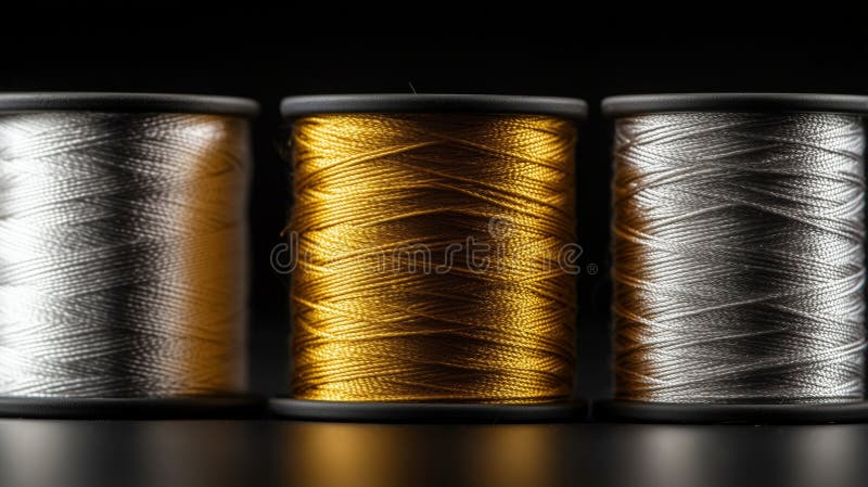 Three Different Colored Threads are Shown Side by Side Stock ...