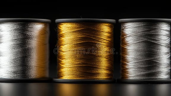 Three Different Colored Threads are Shown Side by Side Stock ...