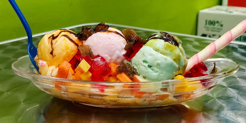 Three Different Colors of Ice Cream Stock Image - Image of mango ...