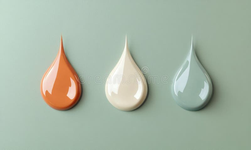 Three Different Colors of Paint are Shown in a Droplet Shape Stock ...