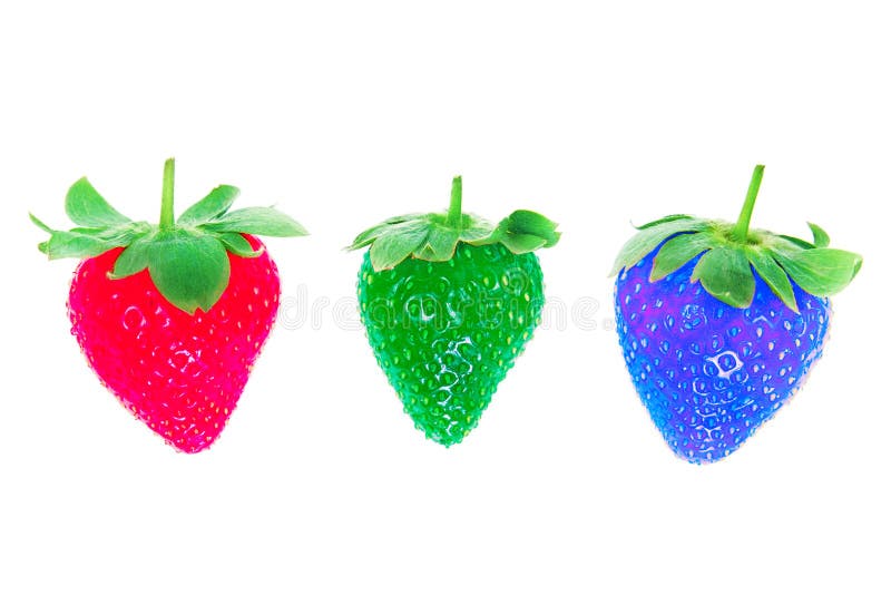 Three Fresh, Strawberries In Three Colors Stock Image - Image of ...