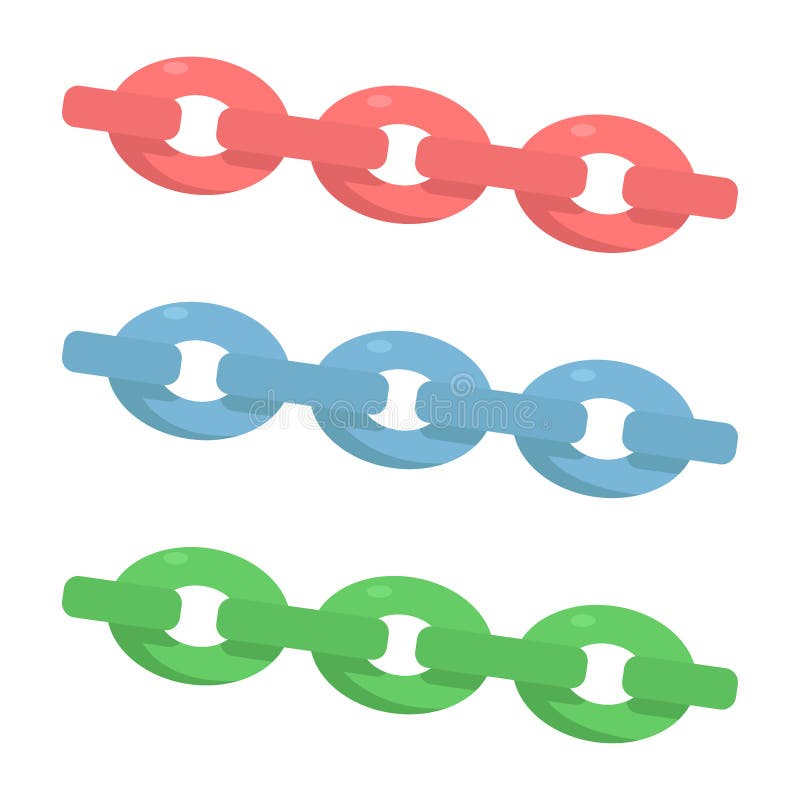 Three Different Colour Chains in Flat Style Stock Vector - Illustration ...