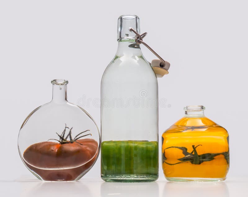 Tomatoes Distorted through Glass Bottles of Water - Refraction Example ...