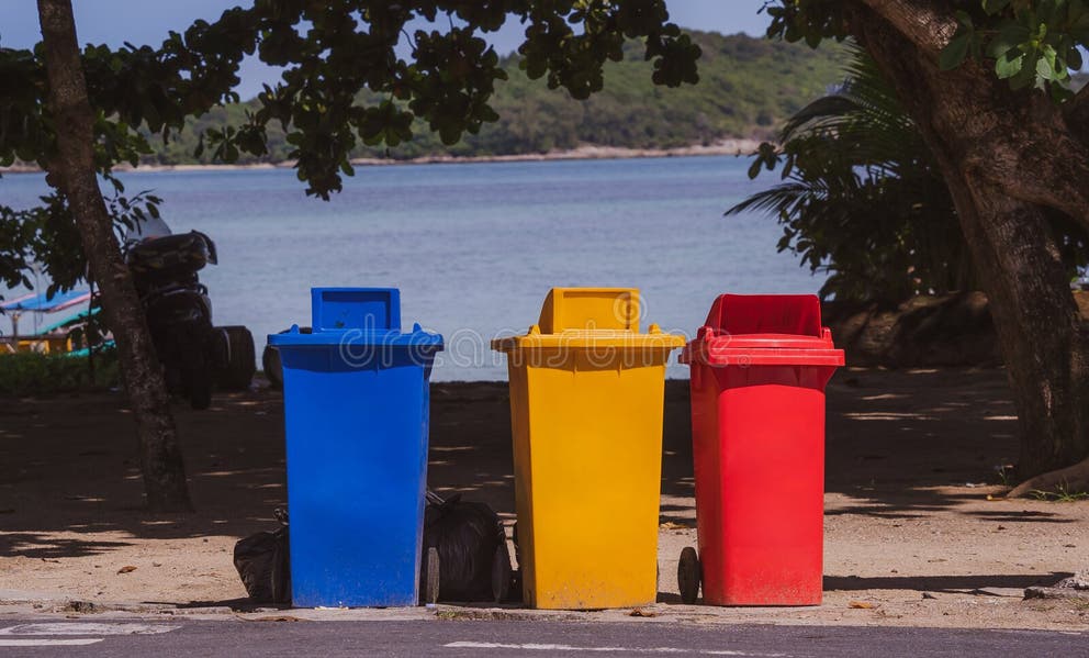 The Three Different Container for Sorting Plastic, Metal and Glass ...