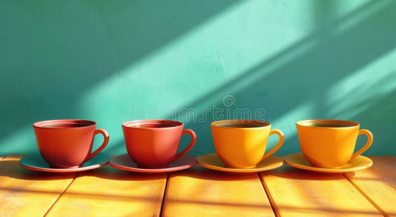 Three Different Cups of Organic Tea Stock Image - Image of group, white ...
