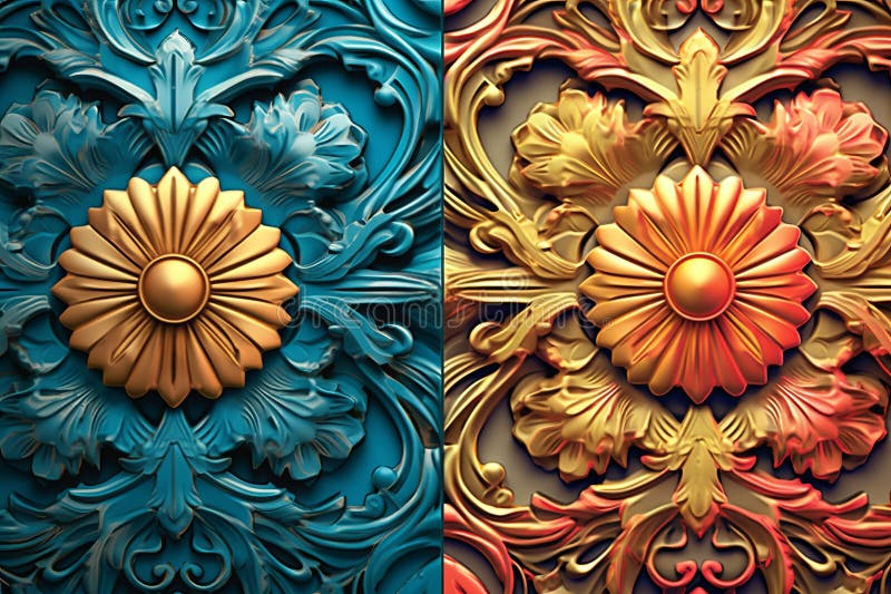 Three Different Designs of Ornate Designs on a Wall Stock Illustration ...