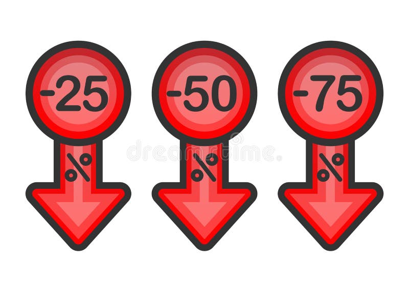 Three Different Drops in Percent on White Background. Rate Interest ...