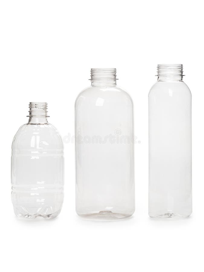 Three Different Empty Plastic Bottles Isolated on White Background ...