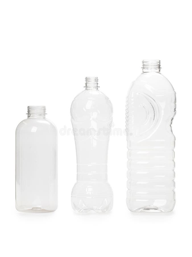 Three Different Empty Plastic Bottles Isolated on White Background ...