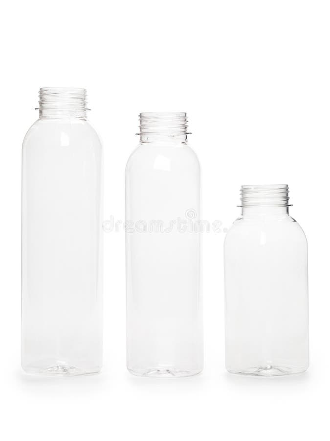 Three Different Empty Plastic Bottles Isolated on White Background ...
