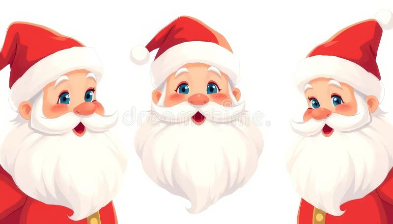 Three Different Faces of Santa Claus Stock Photo - Image of winter ...