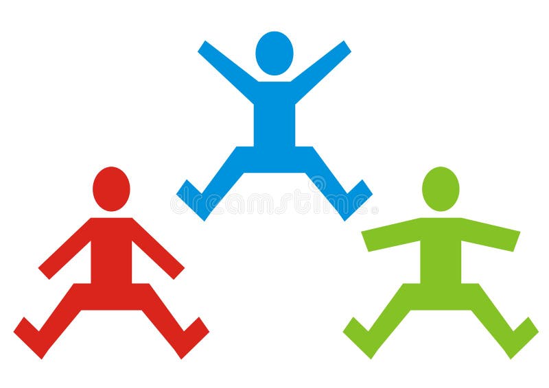 Three Figures, Blue Silhouette of People, Vector Icon Stock Vector ...