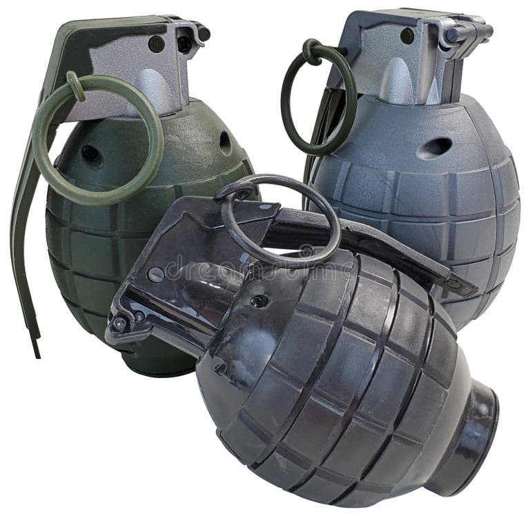 Three Different Isolated Explosive Grenades Stock Photo - Image of ...