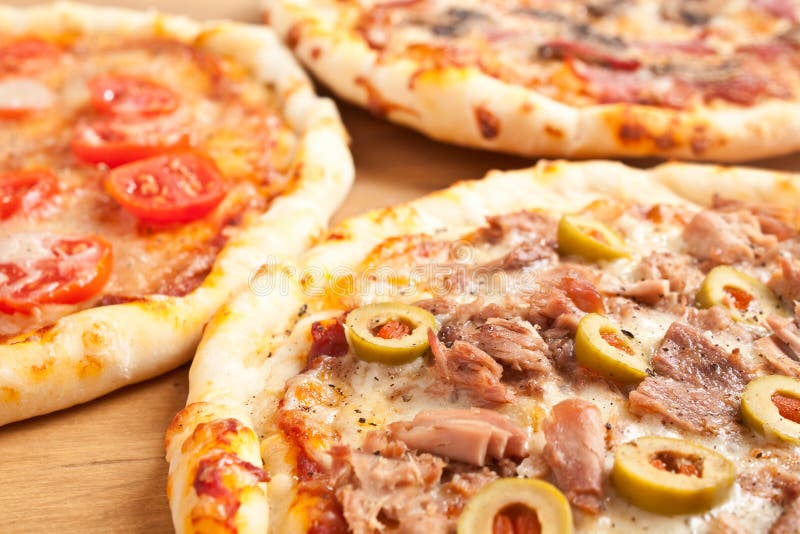 Three Different Kind of Pizzas Stock Image - Image of dinner, cooking ...