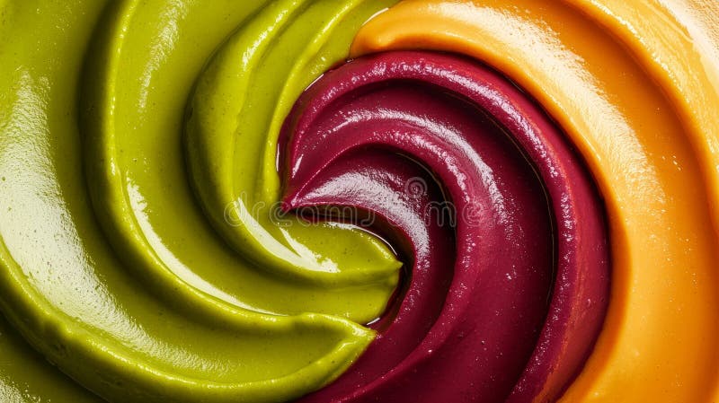 Three Different Kinds of Hummus are Swirling Together, Creating a ...