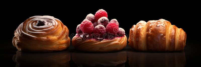 Three Different Kinds of Pastries are Shown Stock Illustration ...