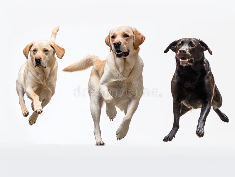 Three Different Labradors on White. Generative AI Stock Illustration ...