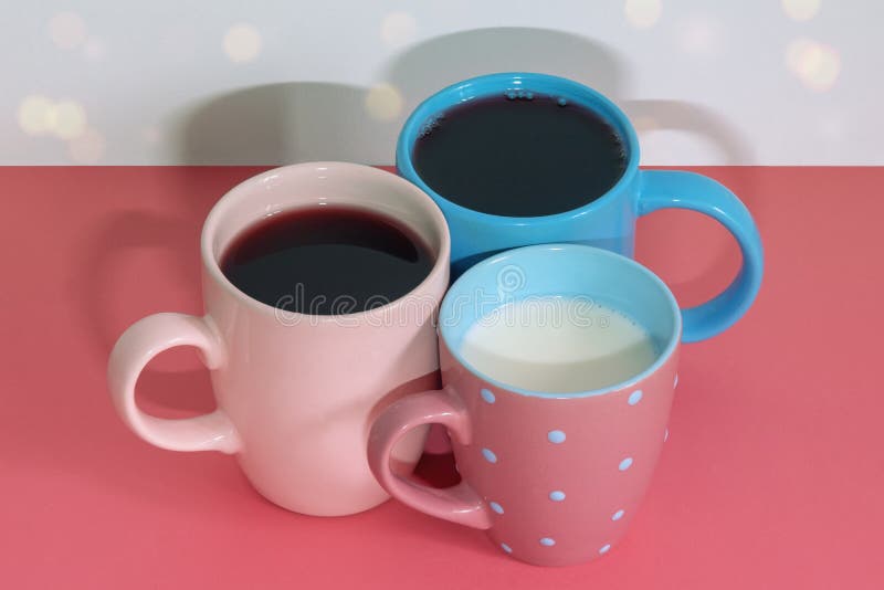 Three Different Mugs with Drinks. Copy Space Stock Image - Image of ...
