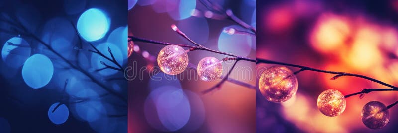 Three Different Pictures of Colorful Lights, AI Stock Illustration ...