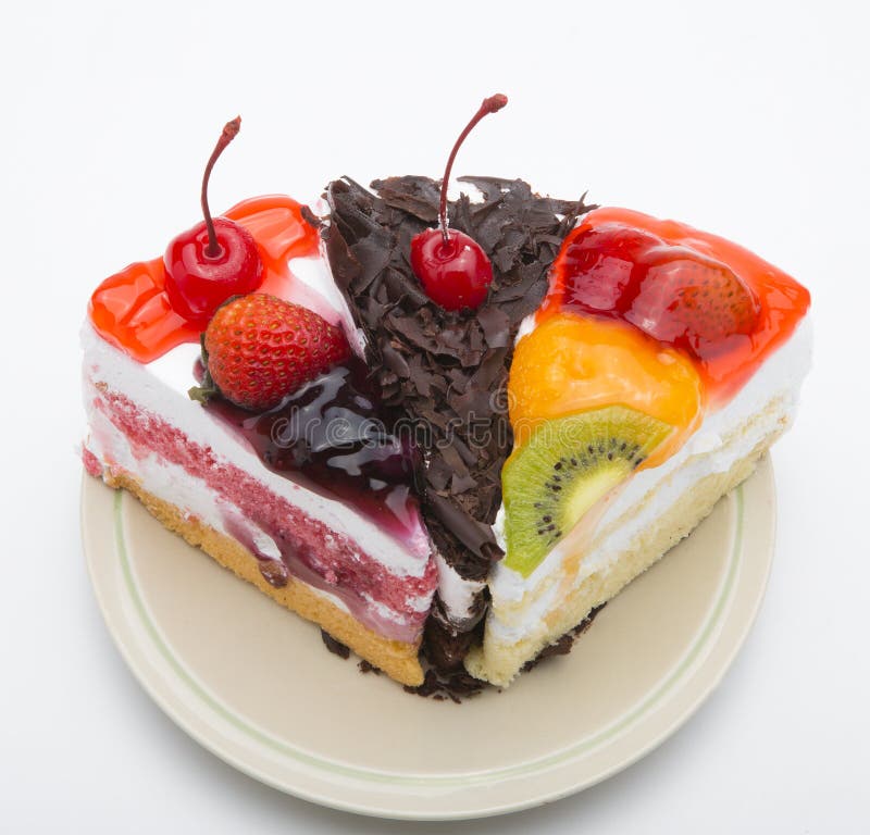 Three Different Pieces of Cake. Isolated on White Background Stock ...