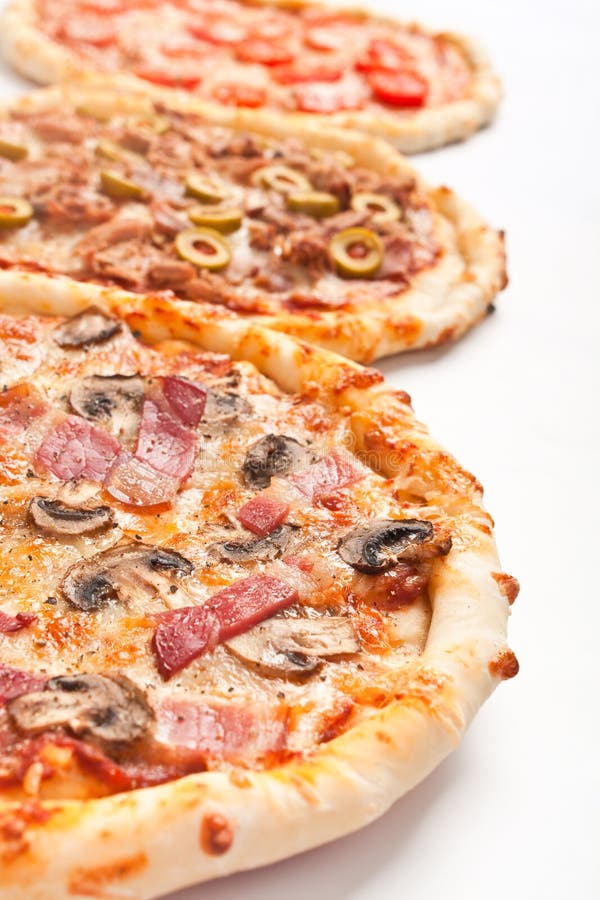 Three Different Kind of Pizzas Stock Image - Image of dinner, cooking ...