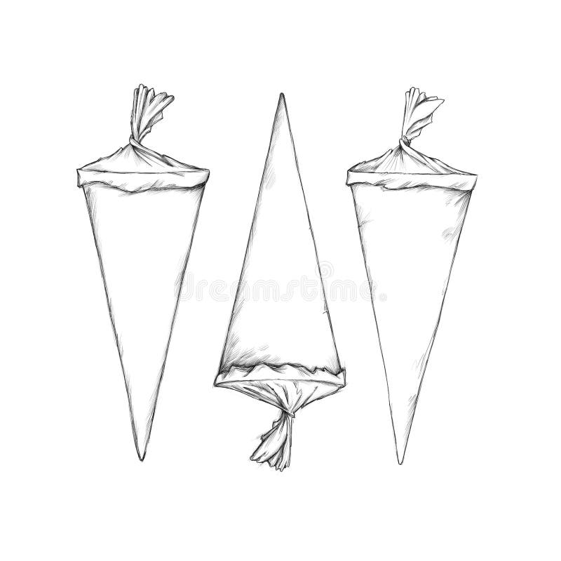 Three Different School Cones on a White Background Stock Illustration ...