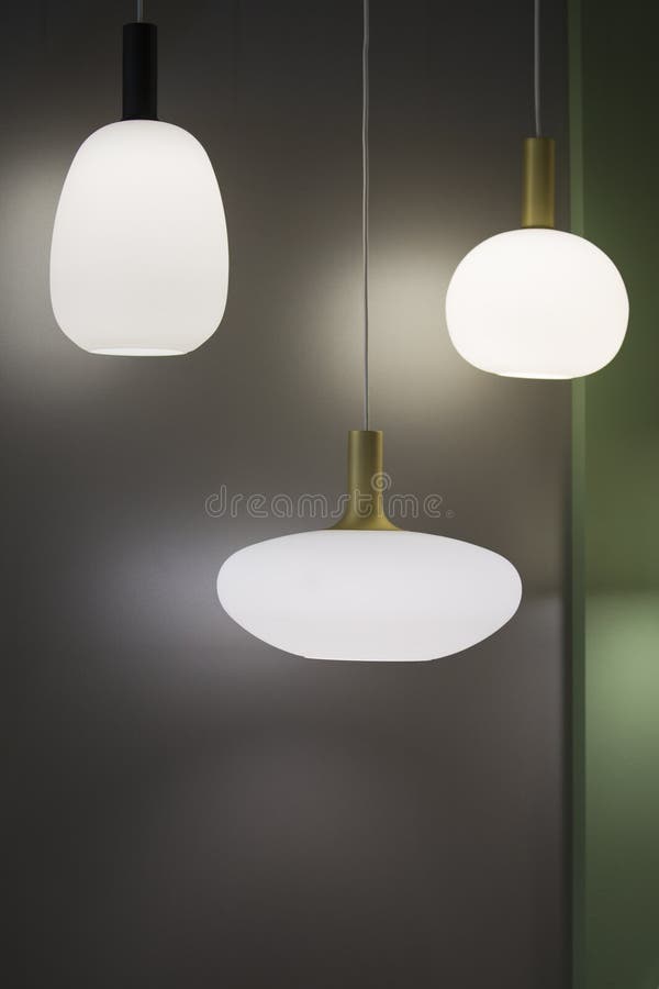 Three Different-shaped Chandeliers, Matte White Pendant Lights. Design ...