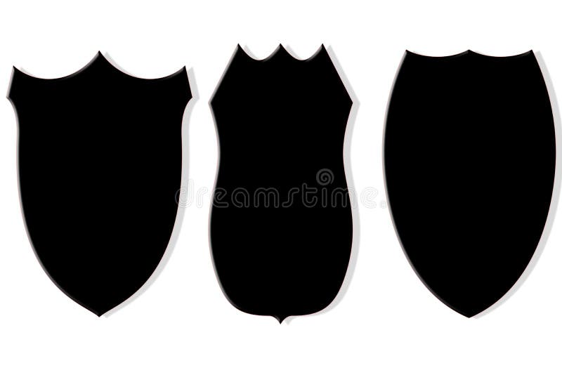 Three Different Shields Icons Isolated on White. Stock Illustration ...