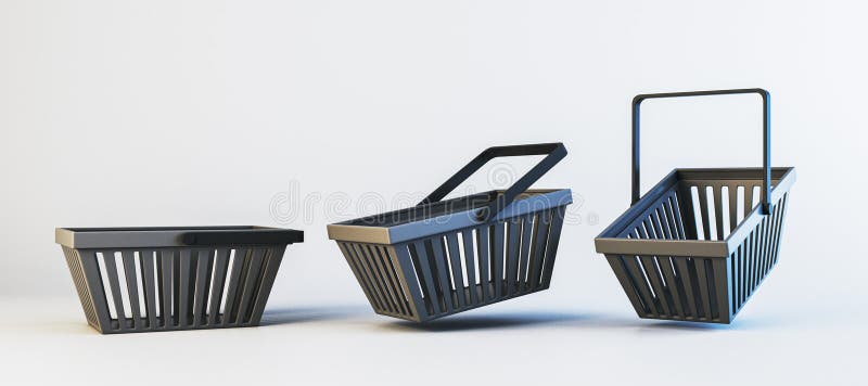 Three Different Shopping Baskets in a Modern Minimalistic Design on a ...