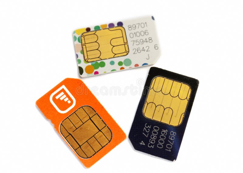 Three Different Sim Card Isolated on White Background Stock Photo ...
