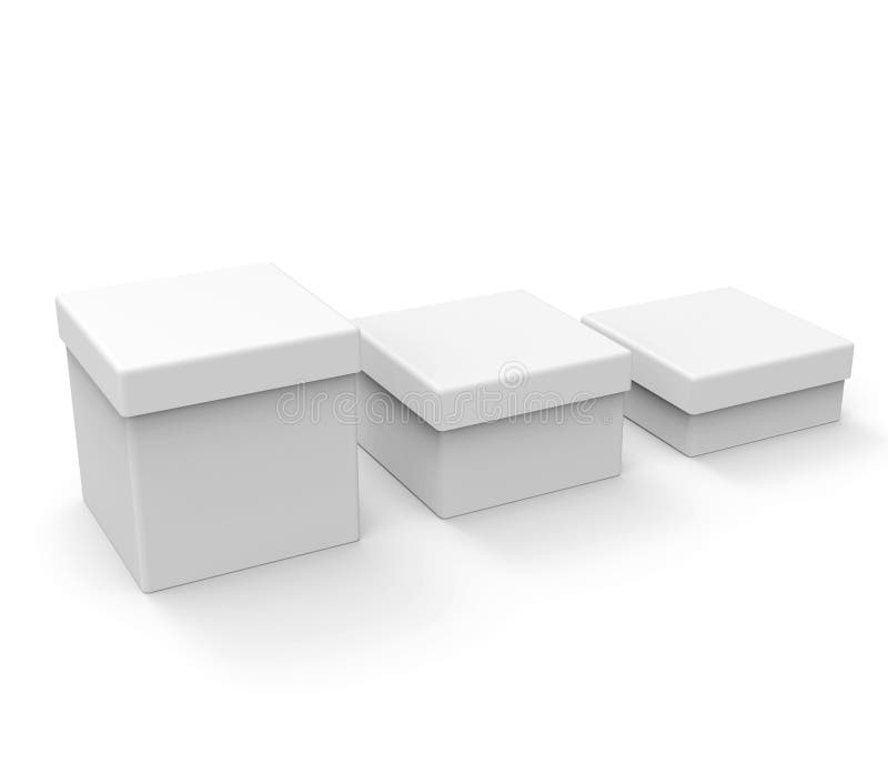 Three Different Size White Boxes, Square Shape Stock Illustration ...