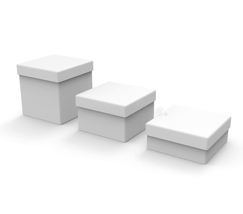 Three Different Size White Boxes, Square Shape Stock Illustration ...