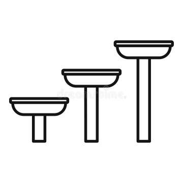 Three Different Sizes of Bird Baths Standing Upright Stock Vector ...
