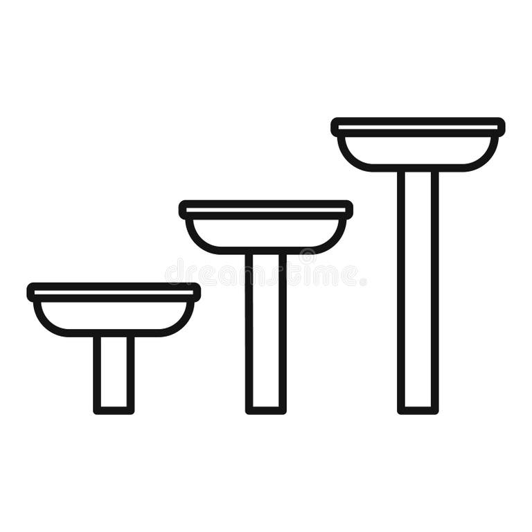 Three Different Sizes of Bird Baths Standing Upright Stock Vector ...