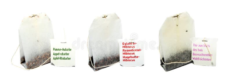 Three different tea bags stock image. Image of isolated - 7237535